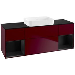 Villeroy & Boch Villeroy und Boch Finion Waschtischunterschrank G742PDHB 160x60,3x50,1cm, Regale Black matt lacquer, Peony Matt