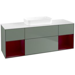Villeroy & Boch Villeroy und Boch Finion Waschtischunterschrank F741HBGM 160x60,3x50,1cm, Regale Peony matt lacquer, Olive Matt Lacquer