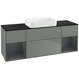 Villeroy & Boch Villeroy und Boch Finion Waschtischunterschrank G742HGGM 160x60,3x50,1cm, Regale Midnight matt lacquer, Olive Matt Lacquer