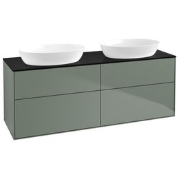 Villeroy & Boch Villeroy und Boch Finion Waschtischunterschrank FA8200GM 160x60,3cm, Abdeckplatte black matt, Olive Matt Lacquer
