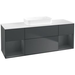 Villeroy & Boch Villeroy und Boch Finion Waschtischunterschrank F741HGHG 160x60,3x50,1cm, Regale Midnight matt lacquer, Midnight Blue Matt Lacquer