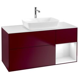 Villeroy & Boch Villeroy und Boch Finion Waschtischunterschrank G831GFHB 120cm, Abdeckplatte white matt, Emotion, Regale Glossy white lacquer, Peony Matt