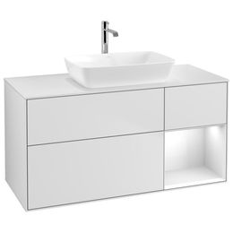 Villeroy & Boch Villeroy und Boch Finion Waschtischunterschrank G831GFMT 120cm, Abdeckplatte white matt, Emotion, Regale Glossy white lacquer, White matt lacquer
