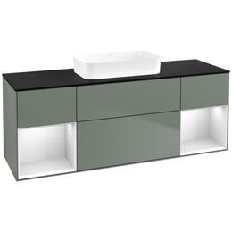 Villeroy & Boch Villeroy und Boch Finion Waschtischunterschrank F742MTGM 160x60,3x50,1cm, Regale White matt lacquer, Olive Matt Lacquer