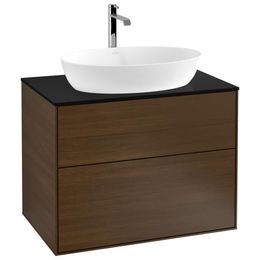 Villeroy & Boch Villeroy und Boch Finion Waschtischunterschrank G75200GN 80x60,3cm, Emotion, Abdeckplatte black matt, Walnut veneer