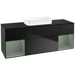 Villeroy & Boch Villeroy und Boch Finion Waschtischunterschrank F742GMPD 160x60,3x50,1cm, Regale Olive matt lacquer, Black matt lacquer