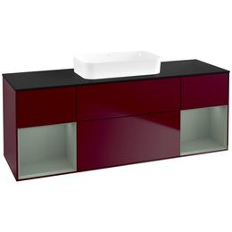 Villeroy & Boch Villeroy und Boch Finion Waschtischunterschrank F742GMHB 160x60,3x50,1cm, Regale Olive matt lacquer, Peony Matt
