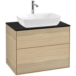 Villeroy & Boch Villeroy und Boch Finion Waschtischunterschrank F75200PC 80x60,3cm, Abdeckplatte black matt, Oak Veneer