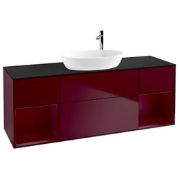 Villeroy & Boch Villeroy und Boch Finion Waschtischunterschrank F982HBHB 160cm, Abdeckplatte black matt, Regale Peony matt lacquer, Peony Matt