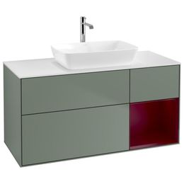 Villeroy & Boch Villeroy und Boch Finion Waschtischunterschrank G831HBGM 120cm, Abdeckplatte white matt, Emotion, Regale Peony matt lacquer, Olive Matt Lacquer