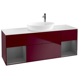 Villeroy & Boch Villeroy und Boch Finion Waschtischunterschrank F981GKHB 160cm, Abdeckplatte white matt, Regale Anthracite matt lacquer, Peony Matt
