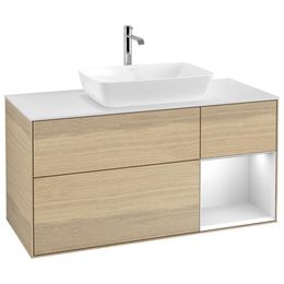 Villeroy & Boch Villeroy und Boch Finion Waschtischunterschrank G831MTPC 120cm, Abdeckplatte white matt, Emotion, Regale White matt lacquer, Oak Veneer