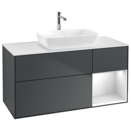 Villeroy & Boch Villeroy und Boch Finion Waschtischunterschrank G831MTHG 120cm, Abdeckplatte white matt, Emotion, Regale White matt lacquer, Midnight Blue Matt Lacquer