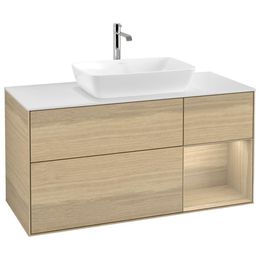 Villeroy & Boch Villeroy und Boch Finion Waschtischunterschrank G831PCPC 120cm, Abdeckplatte white matt, Emotion, Regale Oak Veneer, Oak Veneer
