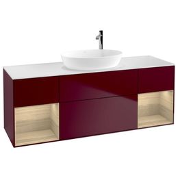 Villeroy & Boch Villeroy und Boch Finion Waschtischunterschrank F981PCHB 160cm, Abdeckplatte white matt, Regale Oak Veneer, Peony Matt