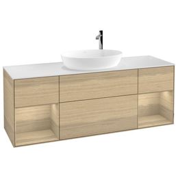 Villeroy & Boch Villeroy und Boch Finion Waschtischunterschrank F981PCPC 160cm, Abdeckplatte white matt, Regale Oak Veneer, Oak Veneer
