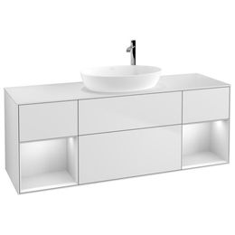 Villeroy & Boch Villeroy und Boch Finion Waschtischunterschrank F981MTMT 160cm, Abdeckplatte white matt, Regale White matt lacquer, White matt lacquer