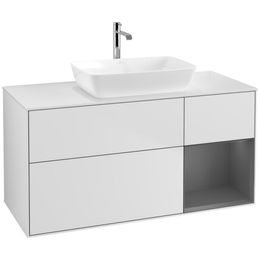 Villeroy & Boch Villeroy und Boch Finion Waschtischunterschrank F831GKMT 120cm, Abdeckplatte white matt, Regale Anthracite matt lacquer, White matt lacquer