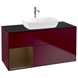 Villeroy & Boch Villeroy und Boch Finion Waschtischunterschrank G822GNHB 120cm, Abdeckplatte black matt, Emotion, Regale Walnut Veneer, Peony Matt