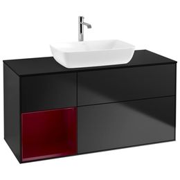 Villeroy & Boch Villeroy und Boch Finion Waschtischunterschrank G822HBPD 120cm, Abdeckplatte black matt, Emotion, Regale Peony matt lacquer, Black matt lacquer