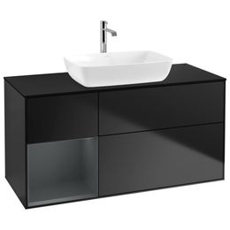 Villeroy & Boch Villeroy und Boch Finion Waschtischunterschrank G822HGPD 120cm, Abdeckplatte black matt, Emotion, Regale Midnight matt lacquer, Black matt lacquer