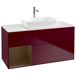 Villeroy & Boch Villeroy und Boch Finion Waschtischunterschrank G821GNHB 120cm, Abdeckplatte white matt, Emotion, Regale Walnut Veneer, Peony Matt