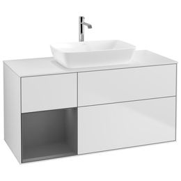 Villeroy & Boch Villeroy und Boch Finion Waschtischunterschrank G821GKMT 120cm, Abdeckplatte white matt, Emotion, Regale Anthracite matt lacquer, White matt lacquer