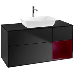 Villeroy & Boch Villeroy und Boch Finion Waschtischunterschrank F832HBPD 120cm, Abdeckplatte black matt, Regale Peony matt lacquer, Black matt lacquer