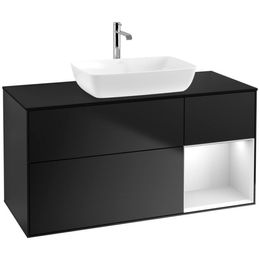 Villeroy & Boch Villeroy und Boch Finion Waschtischunterschrank F832MTPD 120cm, Abdeckplatte black matt, Regale White matt lacquer, Black matt lacquer