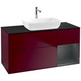 Villeroy & Boch Villeroy und Boch Finion Waschtischunterschrank F832HGHB 120cm, Abdeckplatte black matt, Regale Midnight matt lacquer, Peony Matt