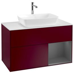 Villeroy & Boch Villeroy und Boch Finion Waschtischunterschrank G781GKHB 100cm, Abdeckplatte white matt, Emotion, Regale Anthracite matt lacquer, Peony Matt