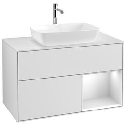 Villeroy & Boch Villeroy und Boch Finion Waschtischunterschrank G781MTMT 100cm, Abdeckplatte white matt, Emotion, Regale White matt lacquer, White matt lacquer