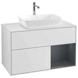 Villeroy & Boch Villeroy und Boch Finion Waschtischunterschrank G781HGMT 100cm, Abdeckplatte white matt, Emotion, Regale Midnight matt lacquer, White matt lacquer