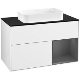 Villeroy & Boch Villeroy und Boch Finion Waschtischunterschrank G662GKGF 100x60,3x50,1cm, Regal rechts Anthracite matt, Glossy white lacquer