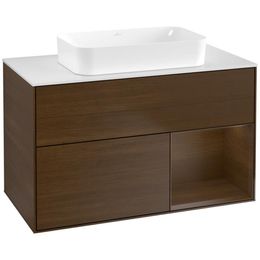 Villeroy & Boch Villeroy und Boch Finion Waschtischunterschrank G661GNGN 100x60,3x50,1cm, Regal rechts Walnut veneer, Walnut veneer