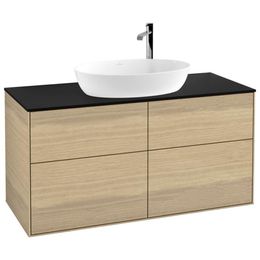 Villeroy & Boch Villeroy und Boch Finion Waschtischunterschrank F91200PC 120x60,3cm, Abdeckplatte black matt, Oak Veneer
