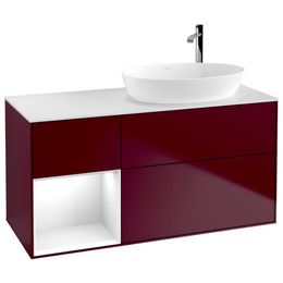 Villeroy & Boch Villeroy und Boch Finion Waschtischunterschrank F921GFHB 120cm, Abdeckplatte white matt, Regale Glossy white lacquer, Peony Matt