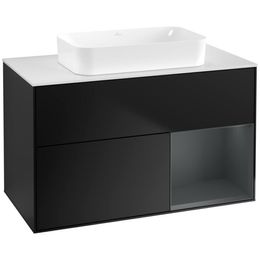 Villeroy & Boch Villeroy und Boch Finion Waschtischunterschrank G661HGPD 100x60,3x50,1cm, Regal rechts Midnight Blue Matt Lacquer, Black matt lacquer