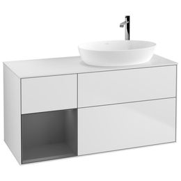 Villeroy & Boch Villeroy und Boch Finion Waschtischunterschrank F921GKMT 120cm, Abdeckplatte white matt, Regale Anthracite matt lacquer, White matt lacquer