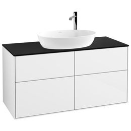 Villeroy & Boch Villeroy und Boch Finion Waschtischunterschrank G91200GF 120x60,3cm, Emotion, Abdeckplatte black matt, Glossy white lacquer
