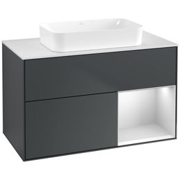 Villeroy & Boch Villeroy und Boch Finion Waschtischunterschrank G661MTHG 100x60,3x50,1cm, Regal rechts White matt lacquer, Midnight Blue Matt Lacquer