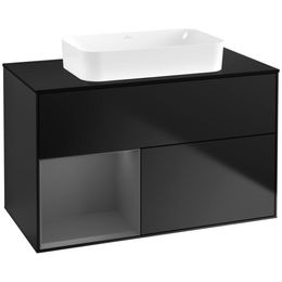 Villeroy & Boch Villeroy und Boch Finion Waschtischunterschrank G652GKPD 100x60,3x50,1cm, Regal links Anthracite matt, Black matt lacquer