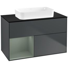 Villeroy & Boch Villeroy und Boch Finion Waschtischunterschrank G652GMHG 100x60,3x50,1cm, Regal links Olive Matt Lacquer, Midnight Blue Matt Lacquer