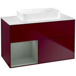 Villeroy & Boch Villeroy und Boch Finion Waschtischunterschrank G651GMHB 100x60,3x50,1cm, Regal links Olive Matt Lacquer, Peony Matt