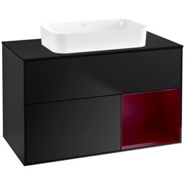 Villeroy & Boch Villeroy und Boch Finion Waschtischunterschrank F662HBPD 100x60,3x50,1cm, Regal rechts Peony, Black matt lacquer
