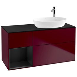 Villeroy & Boch Villeroy und Boch Finion Waschtischunterschrank G922PDHB 120cm, Abdeckplatte black matt, Emotion, Regale Black matt lacquer, Peony Matt