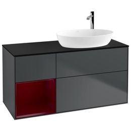 Villeroy & Boch Villeroy und Boch Finion Waschtischunterschrank G922HBHG 120cm, Abdeckplatte black matt, Emotion, Regale Peony matt lacquer, Midnight Blue Matt Lacquer