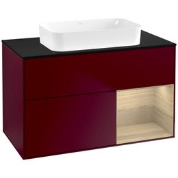Villeroy & Boch Villeroy und Boch Finion Waschtischunterschrank F662PCHB 100x60,3x50,1cm, Regal rechts Oak Veneer, Peony Matt