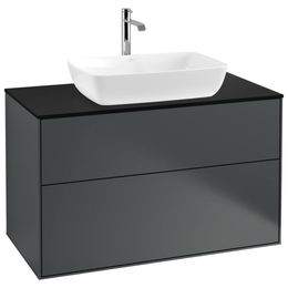 Villeroy & Boch Villeroy und Boch Finion Waschtischunterschrank G76200HG 100x60,3cm, Emotion, Abdeckplatte black matt, Midnight Blue Matt Lacquer