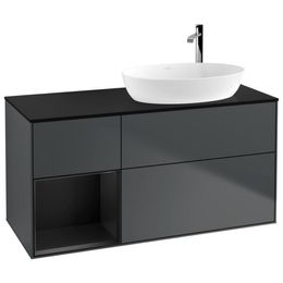 Villeroy & Boch Villeroy und Boch Finion Waschtischunterschrank G922PDHG 120cm, Abdeckplatte black matt, Emotion, Regale Black matt lacquer, Midnight Blue Matt Lacquer